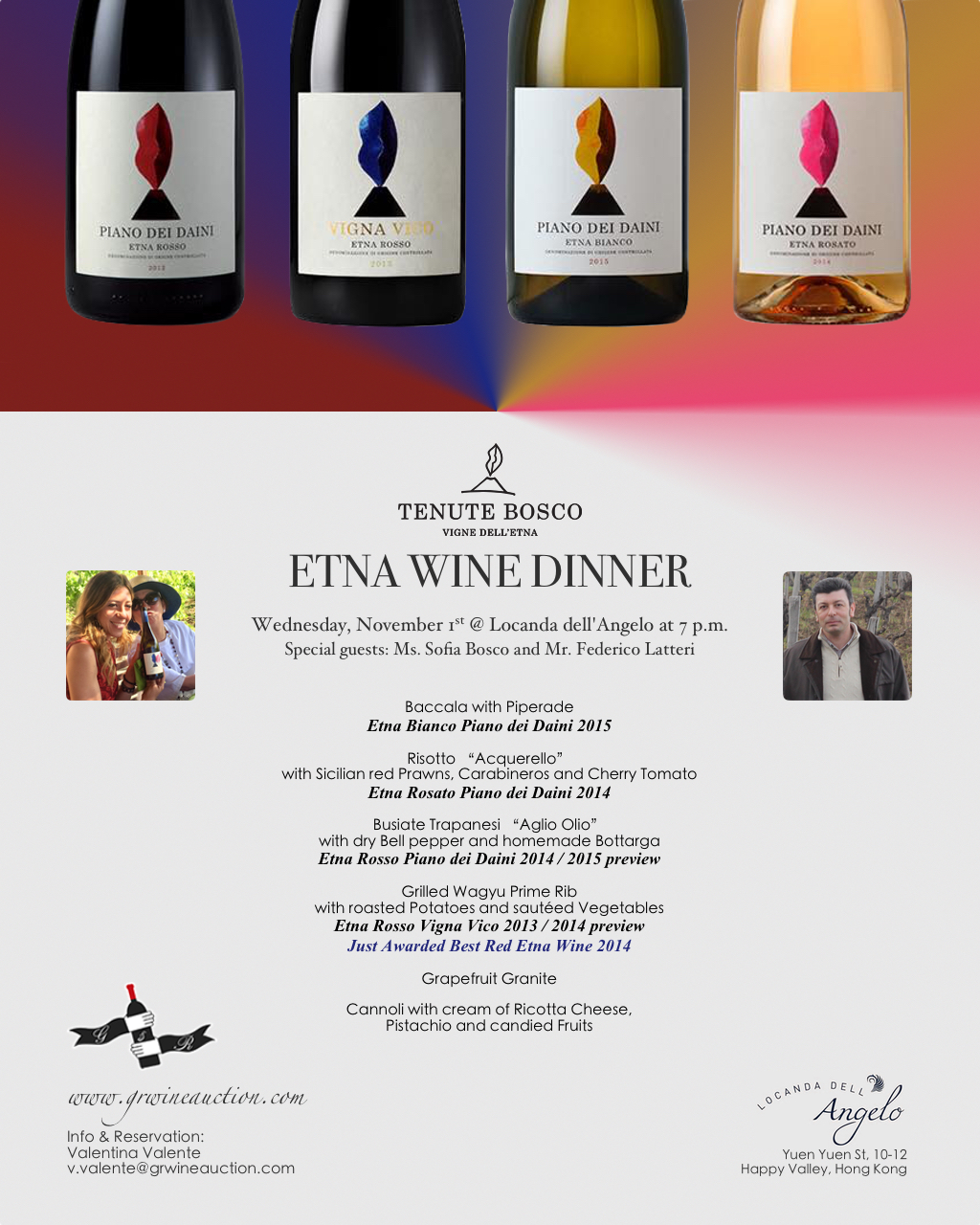 TENUTE BOSCO Etna Wine Dinner – G&R Wine Auction